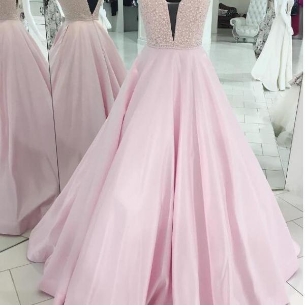 A-line Prom Dress V Back, Back To School Dresses, Prom Dresses For ...